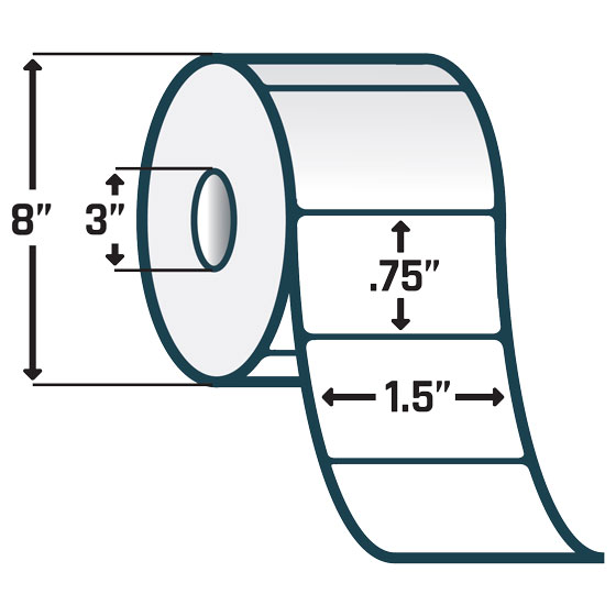 Zebra 10023032 TT 1.5 x .75 Z-Ultimate 2000T Barcode Labels