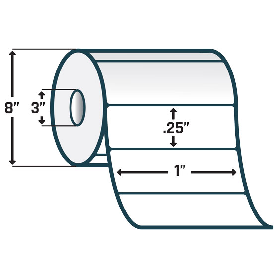 Zebra 10015765 TT 1 x .25 Z-Supreme 2000T Barcode Labels