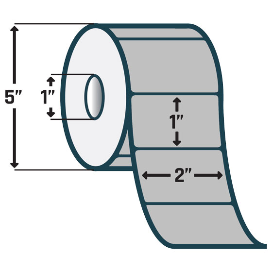 Zebra 10023174 TT 2 x 1 Z-Xtreme 4000T High Tack Silver Barcode Labels