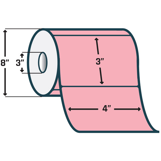 Zebra 10006209-3 TT 4 x 3 Z-Perform 2000T Pink Barcode Labels