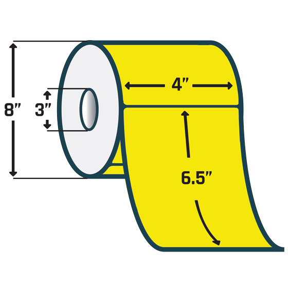 Zebra 10005725-1 TT 4 x 6.5 Z-Perform 2000T Yellow Barcode Labels